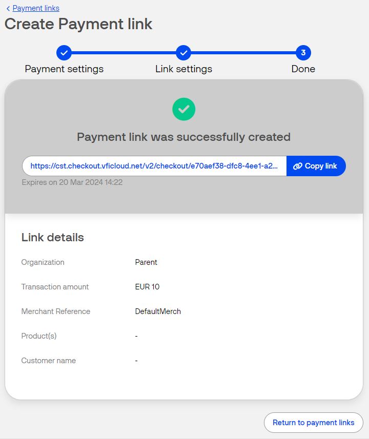 Create a Payment Link | Online payments | Verifone Developer Portal